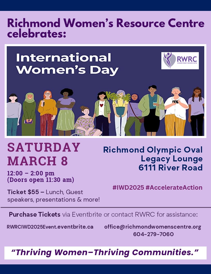 RWRC IWD 2025 Event poster - Richmond Women's Resource Centre